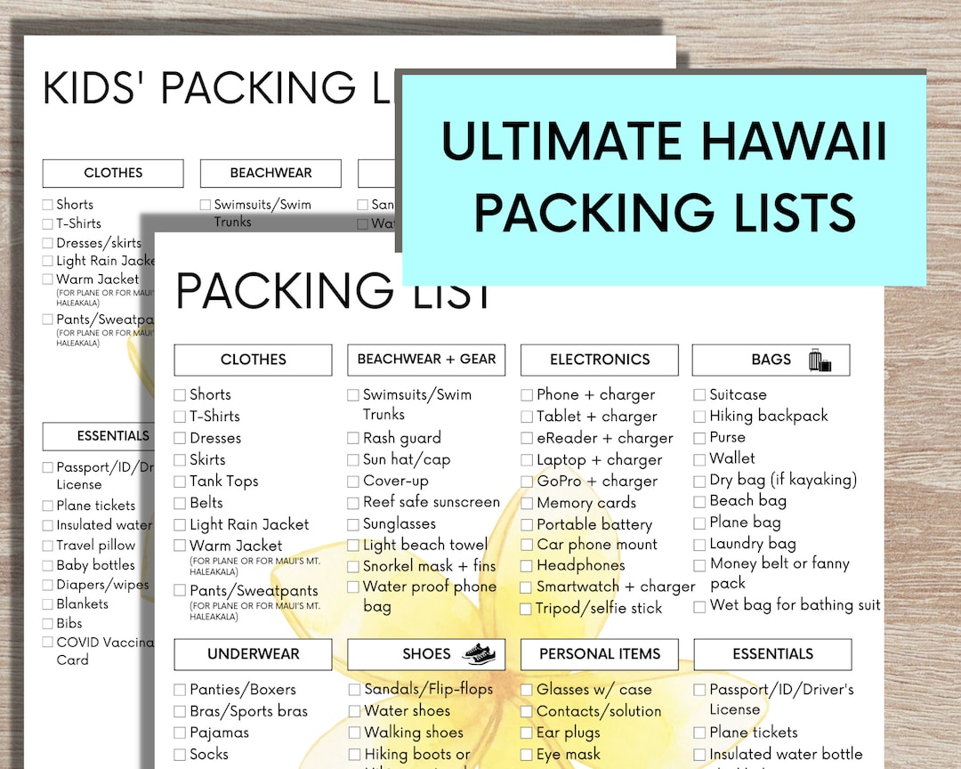 Hawaii Packing List, Printable Packing List for Hawaii, the Only ...