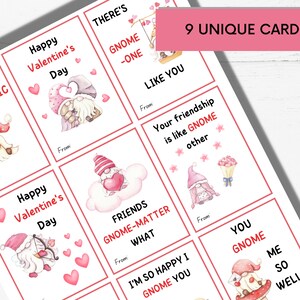 Gnome Valentine Cards for Kids, Printable Valentine's Day Cards ...
