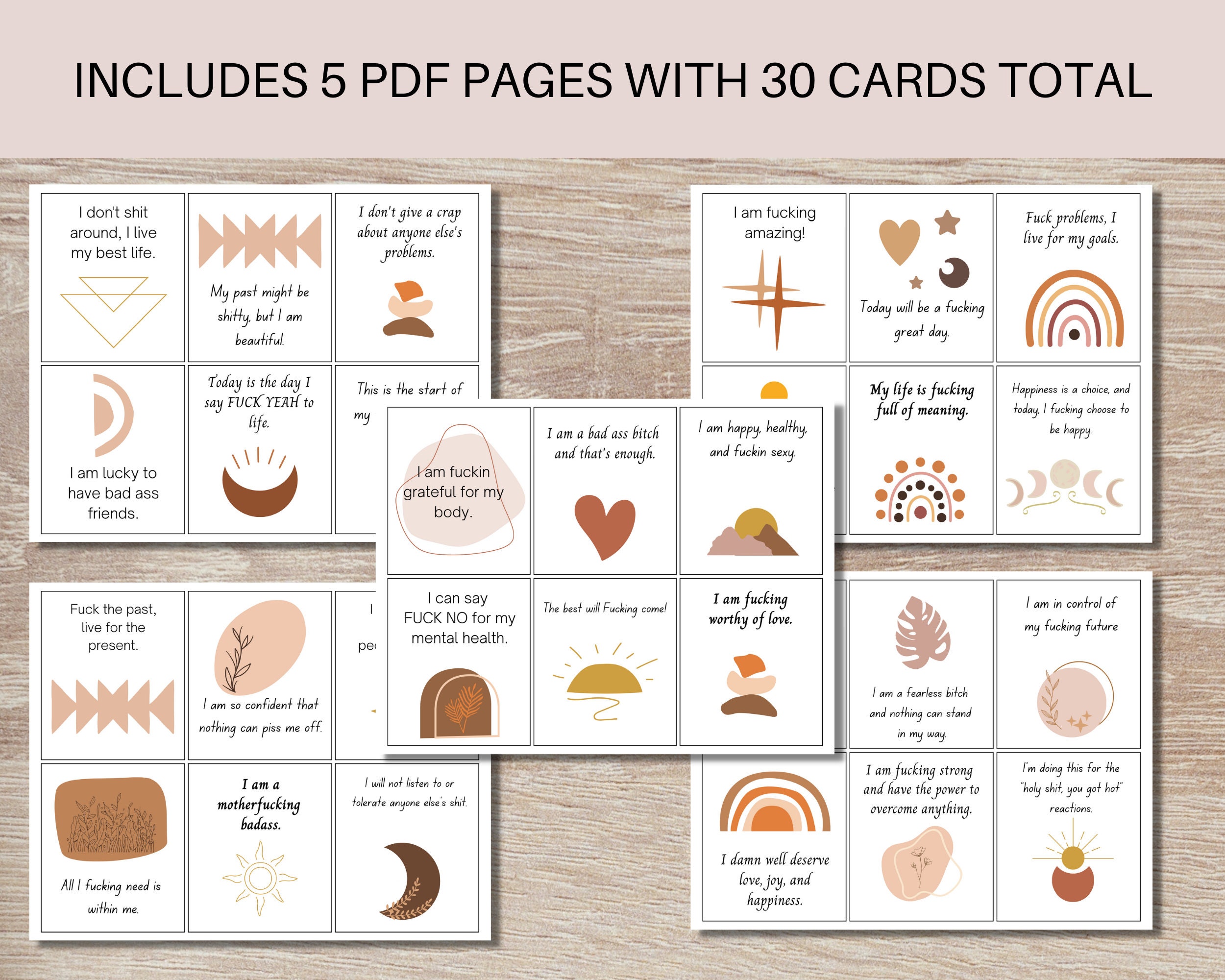 Printable Sweary Affirmation Cards, Swear Cards for Daily Affirmations ...