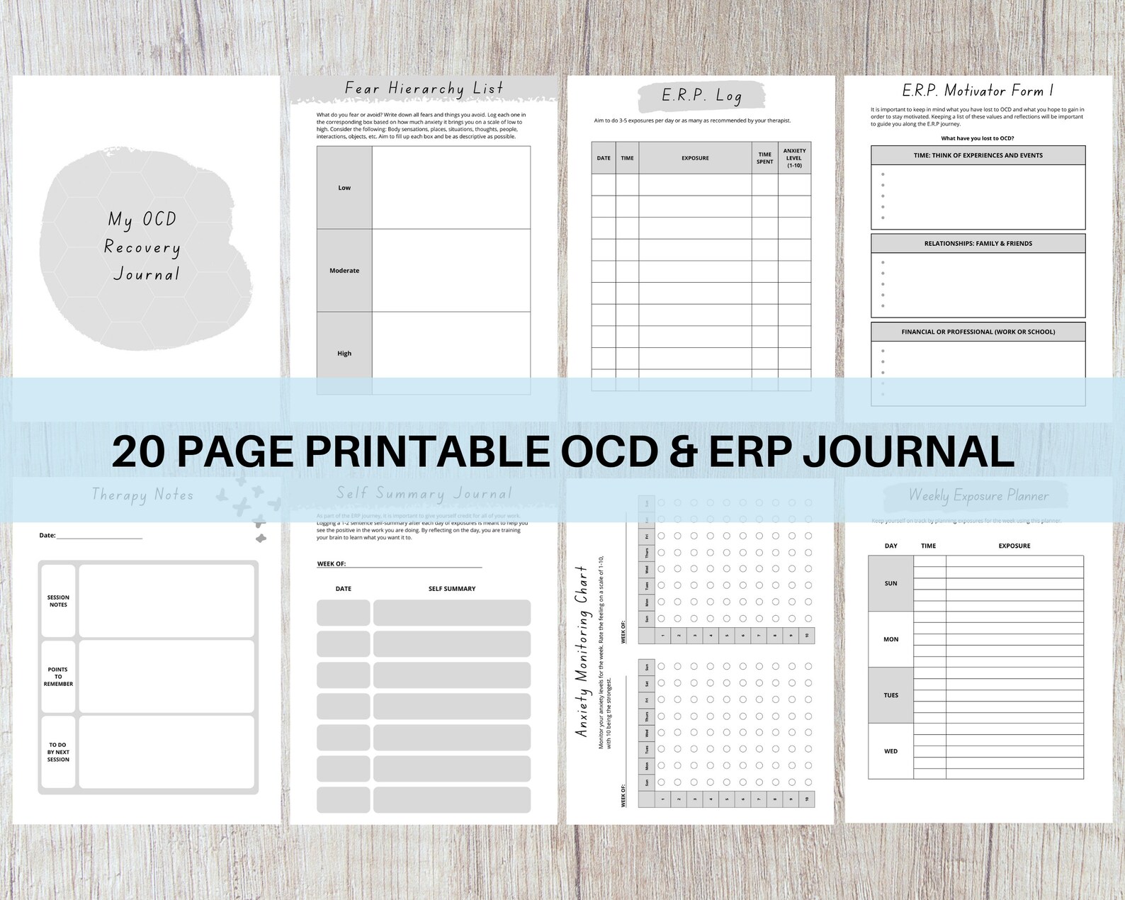 Printable OCD & ERP Journal, ERP Worksheets for Obsessive Compulsive ...