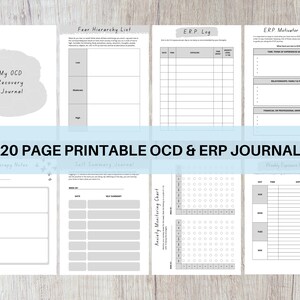 Printable OCD & ERP Journal, ERP Worksheets for Obsessive Compulsive ...