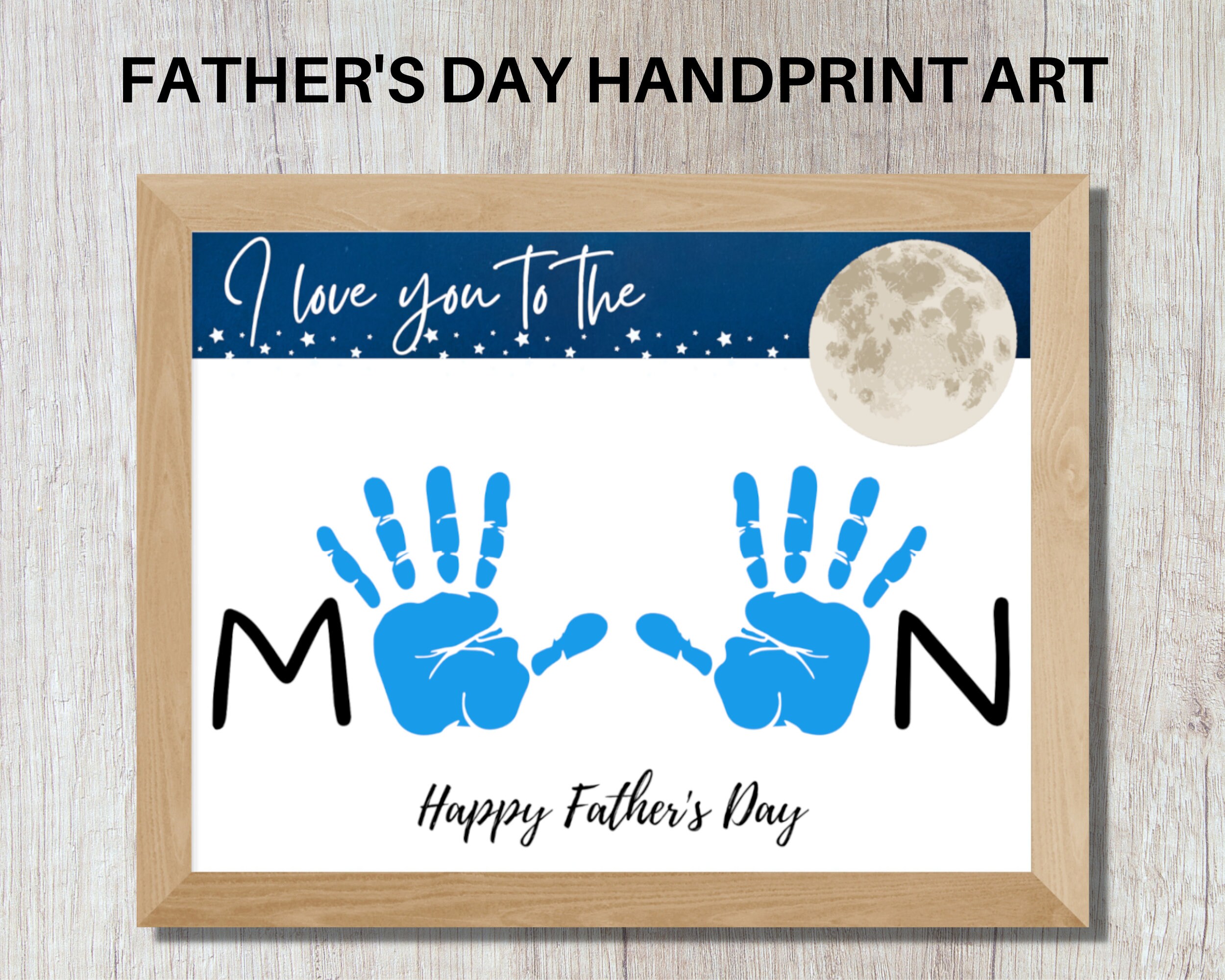 Father's Day Handprint Art Gift for Dad, I Love You to the Moon ...