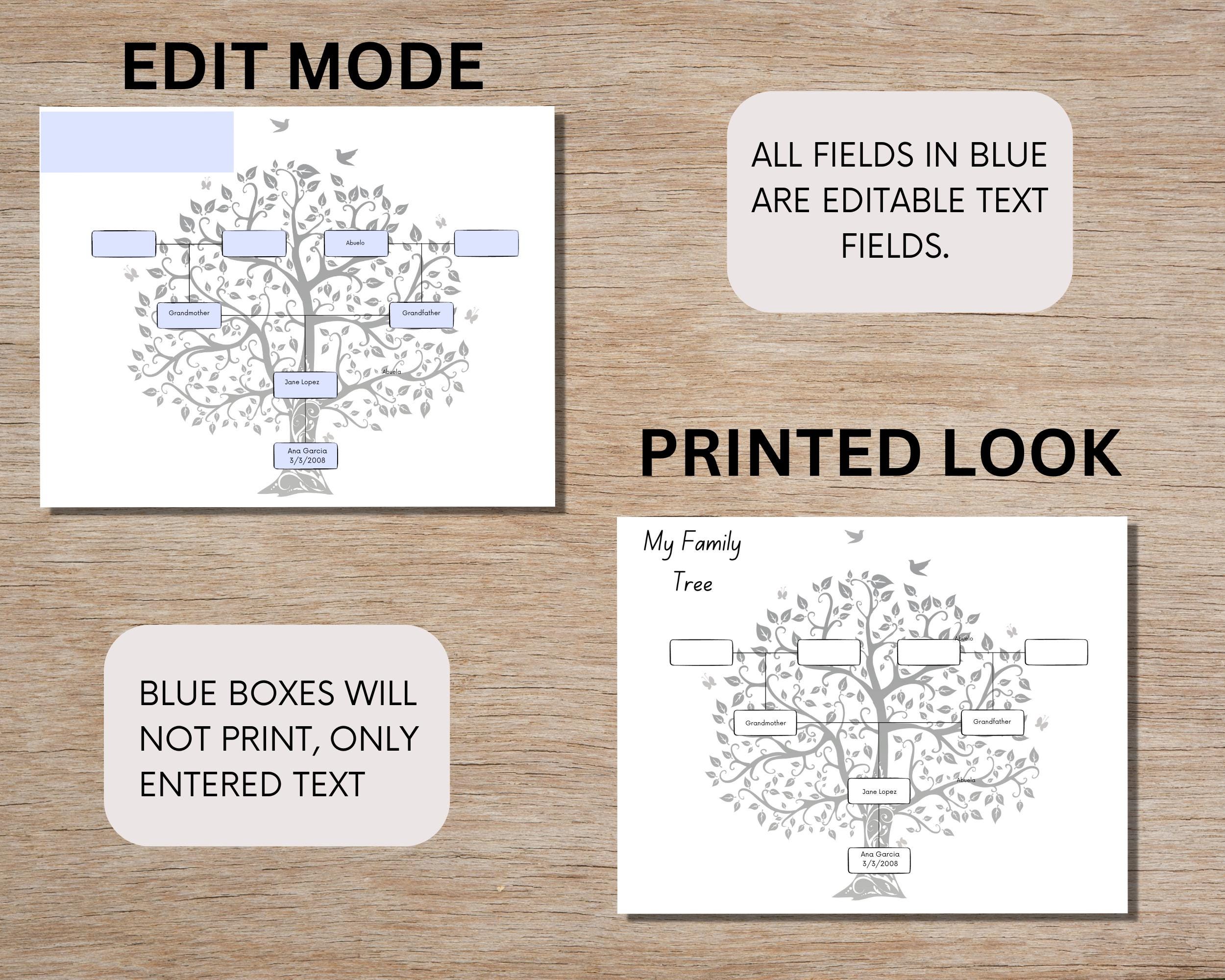 Editable Family Tree Template for Single Parent - Etsy