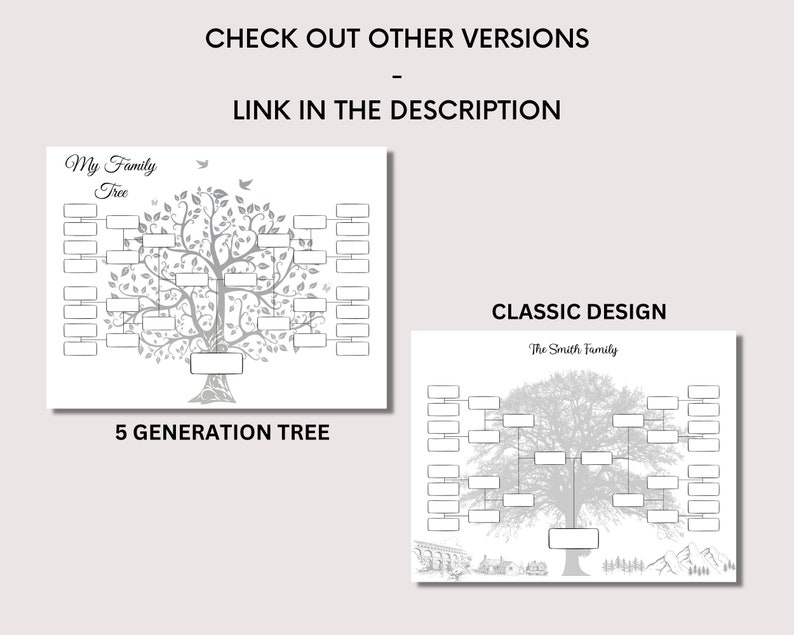 Editable Family Tree Template for Four Generations - Etsy