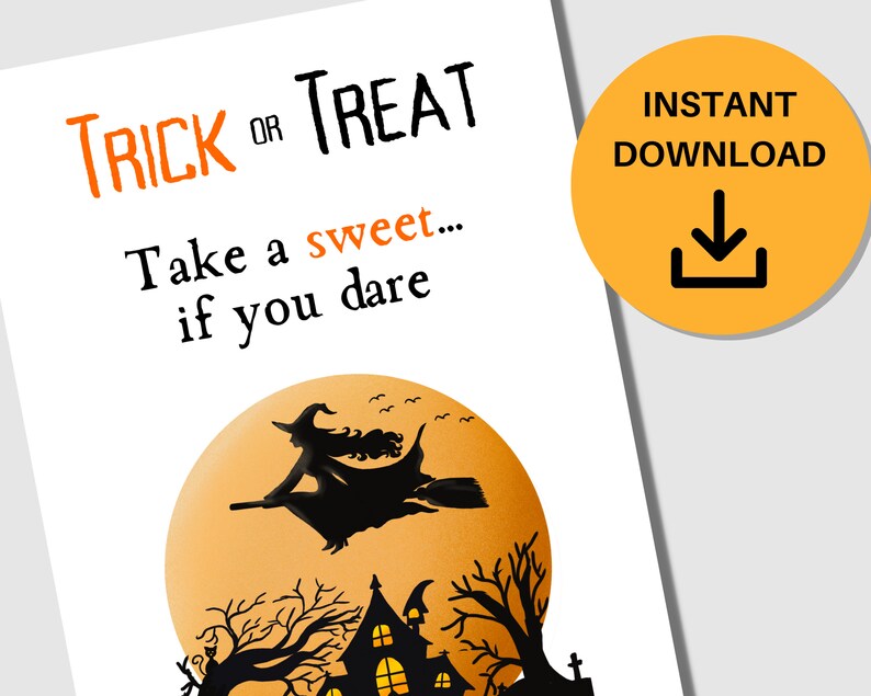 Printable Halloween Candy Sign, Halloween Candy Door Sign, Happy ...