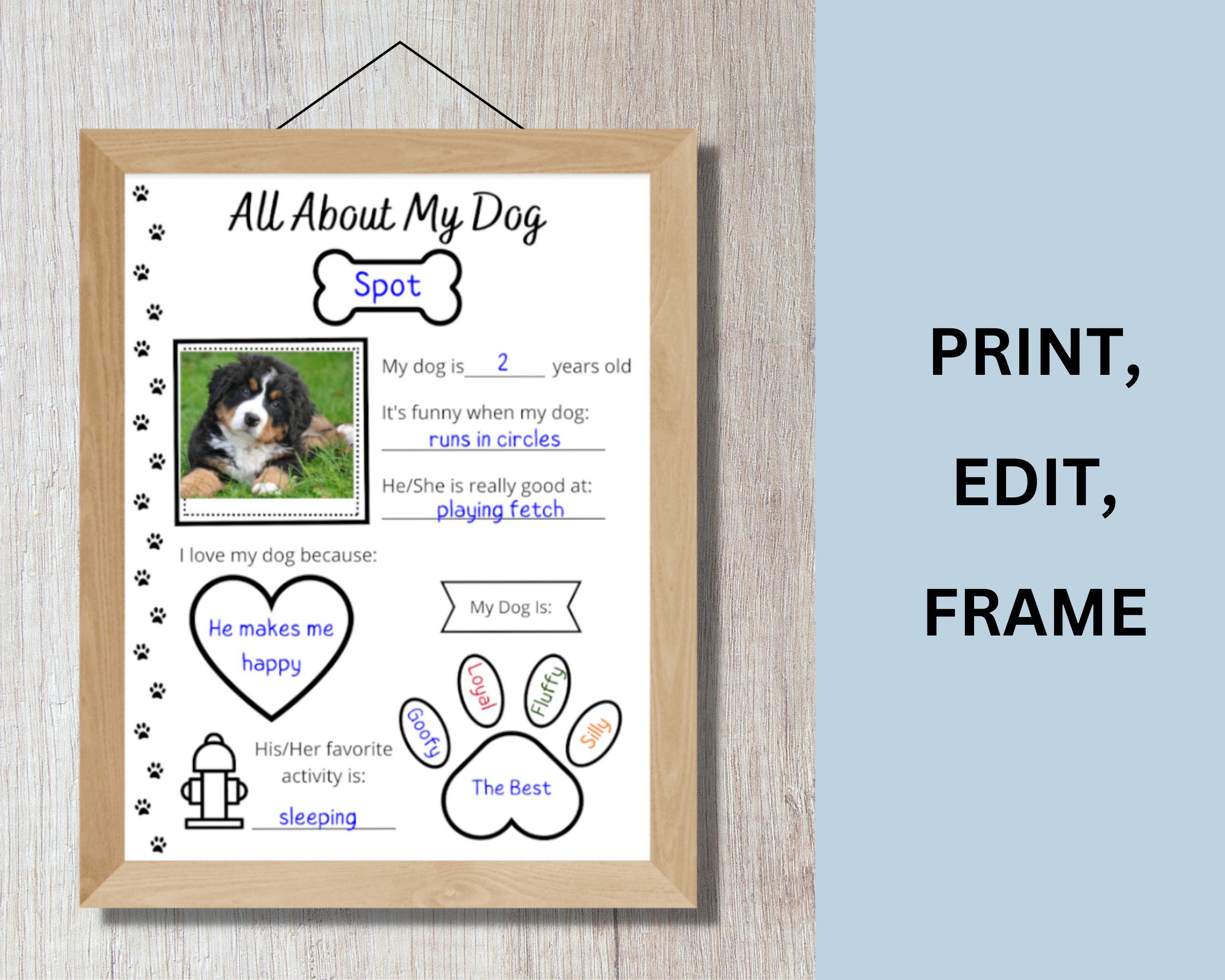 All About My Dog Fill in the Blank Printable, Dog Fill in the Blanks ...