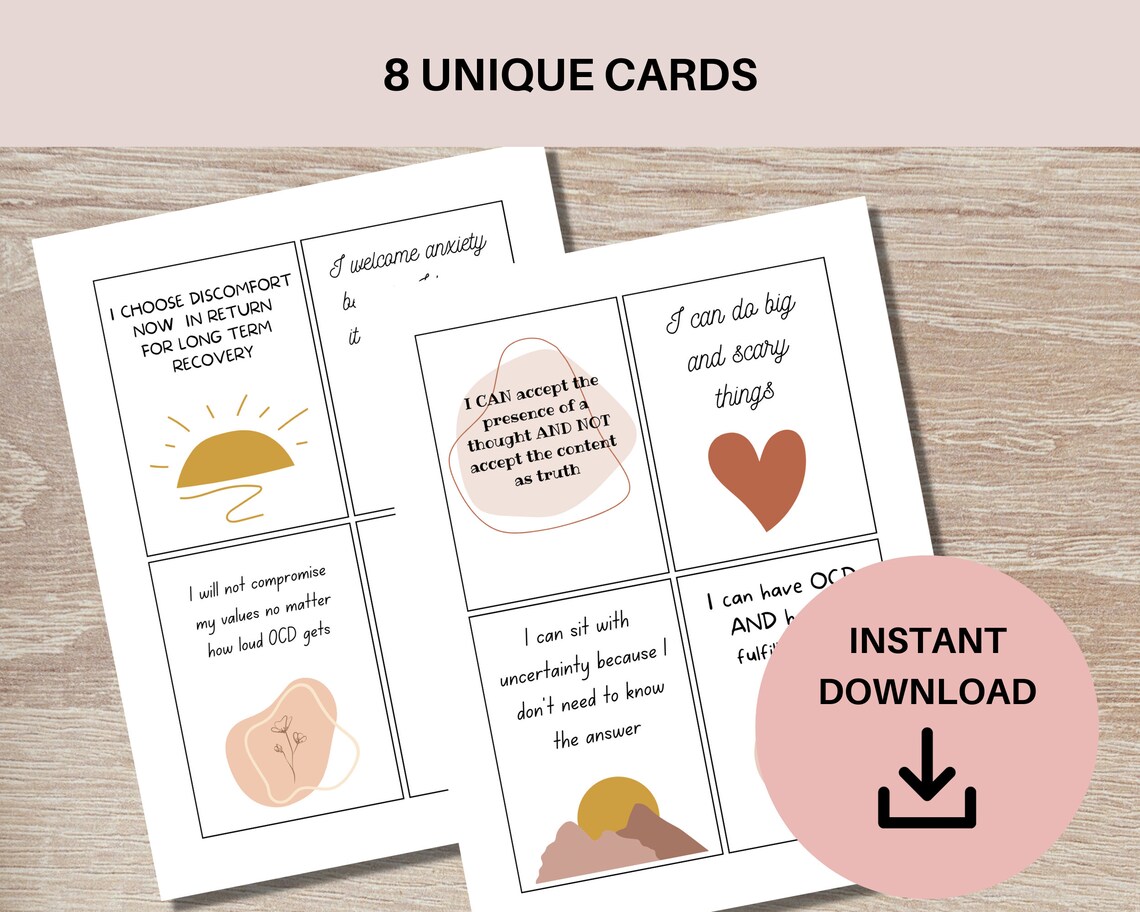 Printable OCD Affirmation Cards, ERP Cards, Obsessive Compulsive ...