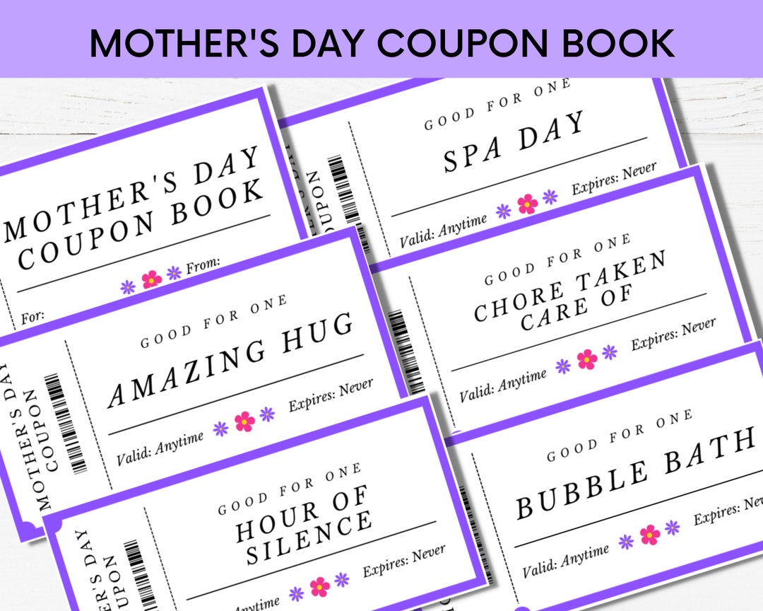 Mother's Day Coupon Book | Personalized, Printable Gift for Mom for ...