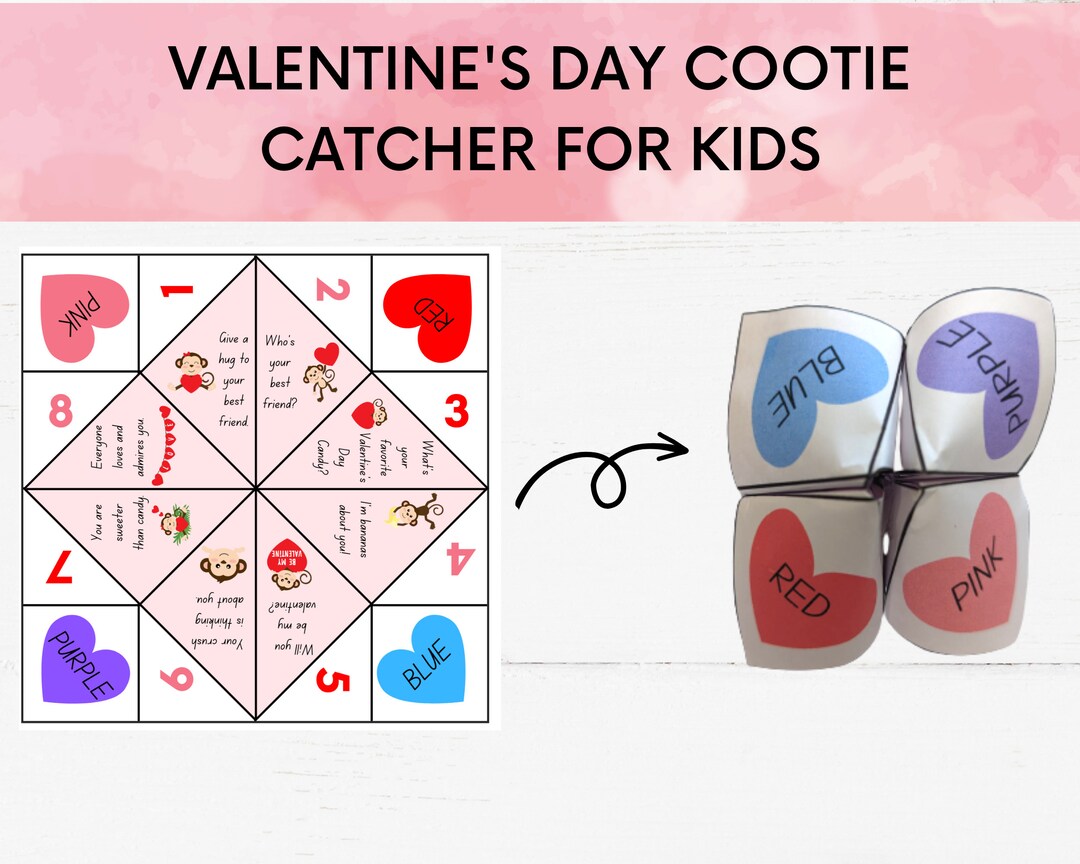 Printable Valentine's Day Cootie Catcher for Kids, Classroom Valentines ...