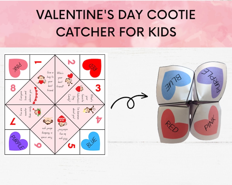 Printable Valentine's Day Cootie Catcher for Kids, Classroom Valentines ...