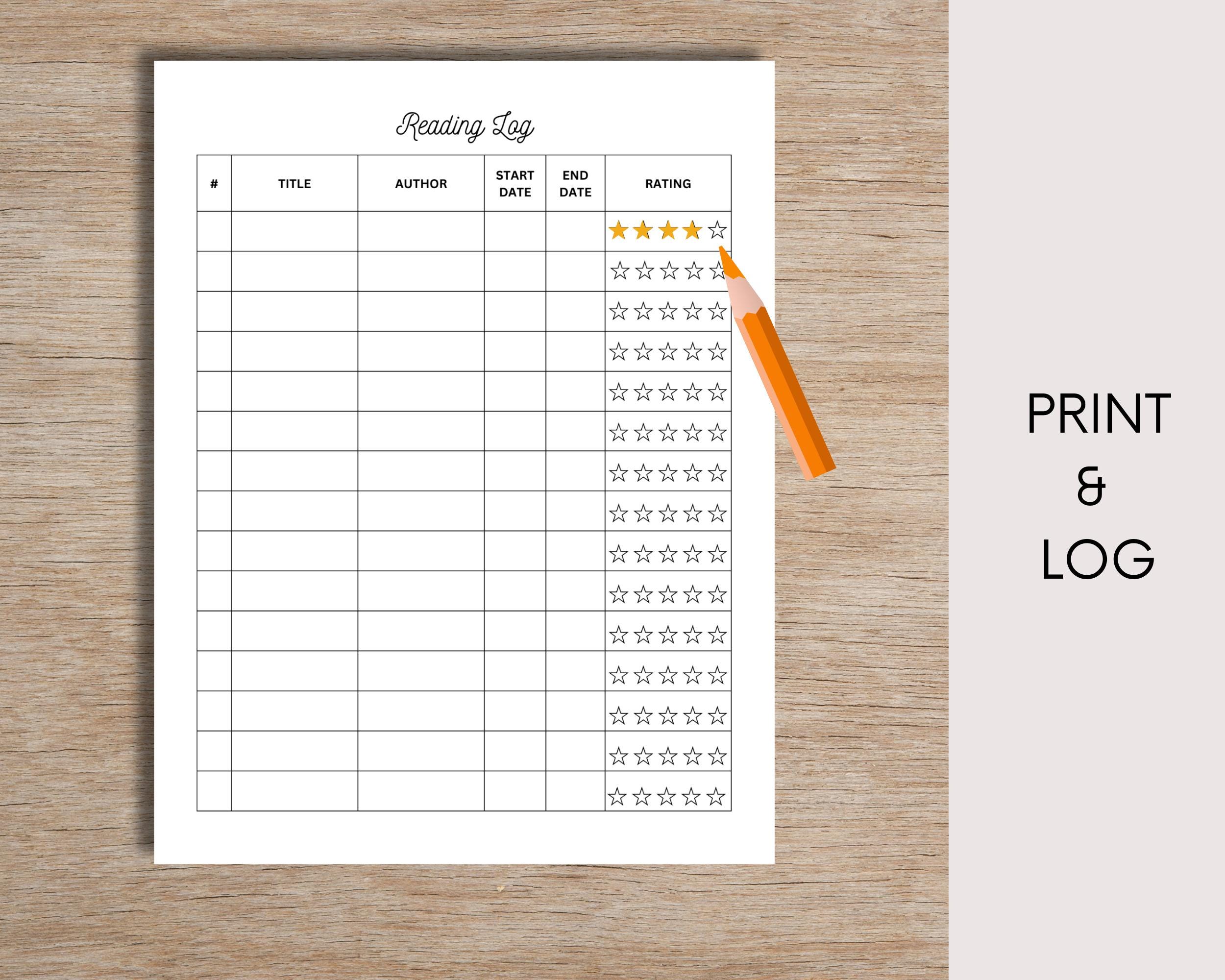 Printable Reading Log / Reading Tracker - Etsy