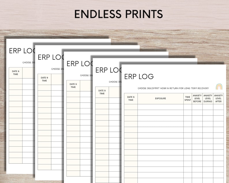 Simple ERP Log for OCD Therapy, Exposure Response Prevention Log, OCD ...