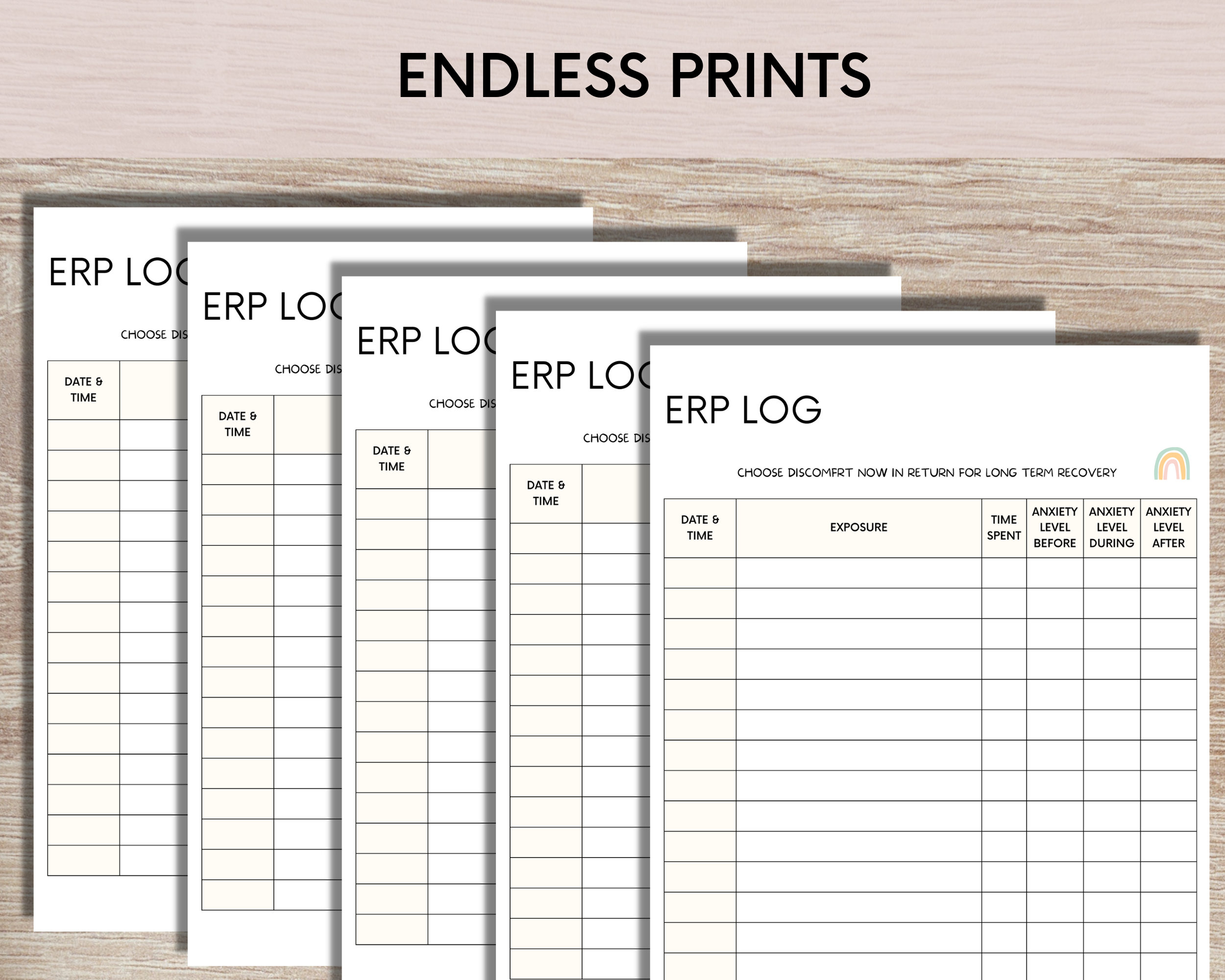 Simple ERP Log for OCD Therapy, Exposure Response Prevention Log, OCD ...