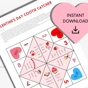 Printable Valentine's Day Cootie Catcher for Kids, Classroom Valentines ...