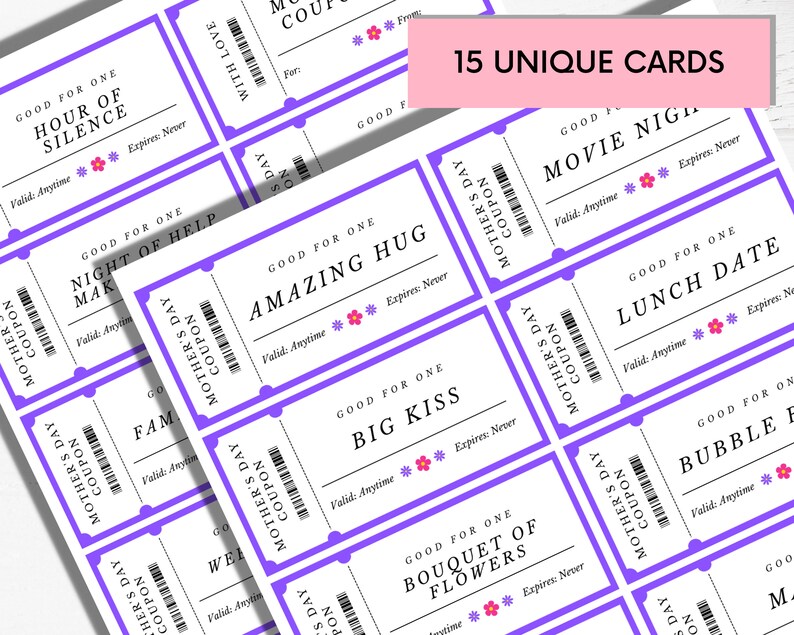 Personalized Mother's Day Coupon Book | Printable Gift (PDF) - Etsy