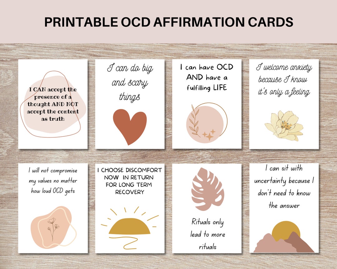 Printable OCD Affirmation Cards, ERP Cards, Obsessive Compulsive ...