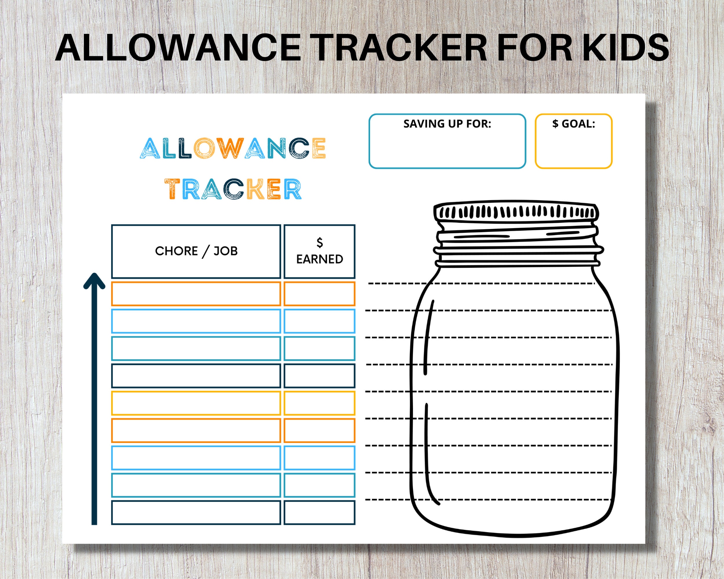 Printable Kids Savings Tracker With Sections for Chores and Goals - Etsy