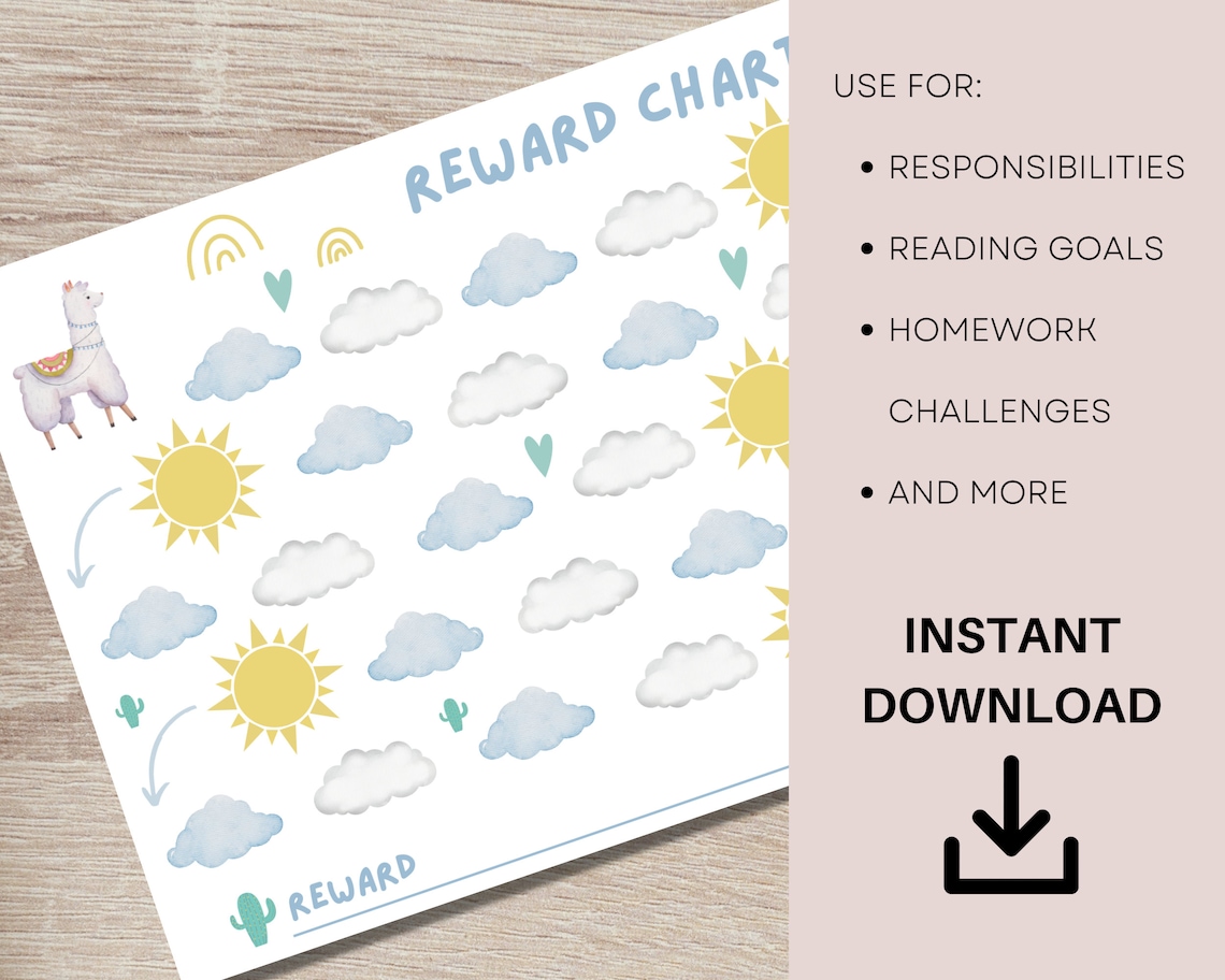 Printable Llama Reward Chart for Kids Llama Behavior Chart - Etsy