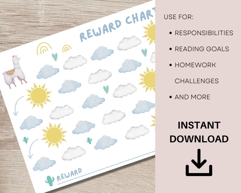 Printable Llama Reward Chart for Kids Llama Behavior Chart - Etsy