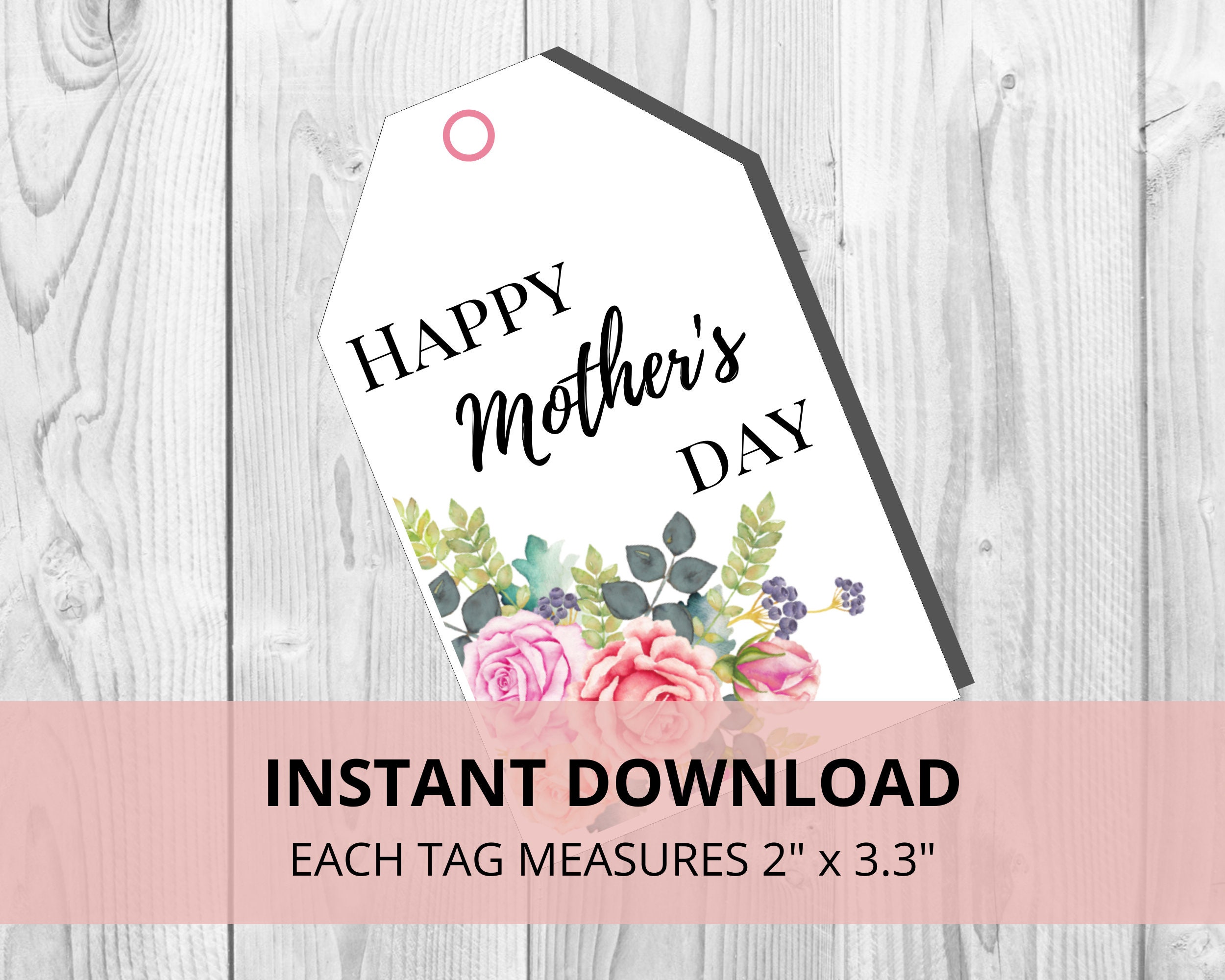 Floral Mother's Day Gift Tags, Printable Favor Tags (PDF) - Etsy