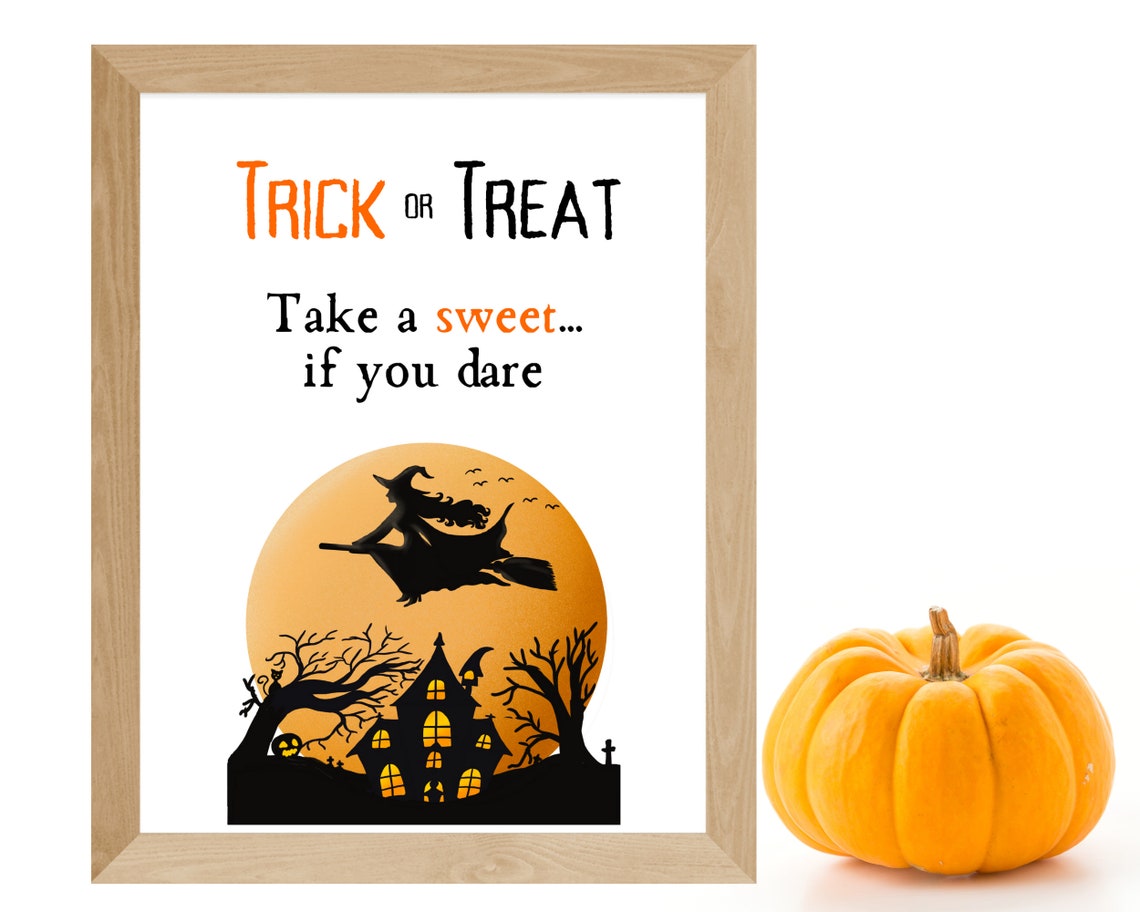Printable Halloween Candy Sign, Halloween Candy Door Sign, Happy ...