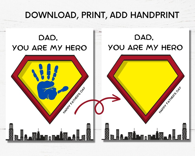Father's Day Handprint Craft, Dad You Are My Hero Art Project for Kids ...