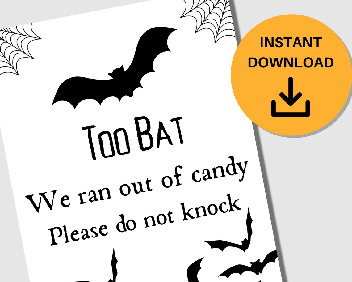 Printable Halloween No Candy Sign, No More Candy Door Sign, Please Do ...