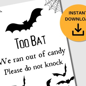 Printable Halloween No Candy Sign, No More Candy Door Sign, Please Do ...
