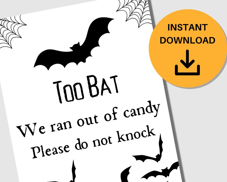 Printable Halloween No Candy Sign, No More Candy Door Sign, Please Do ...