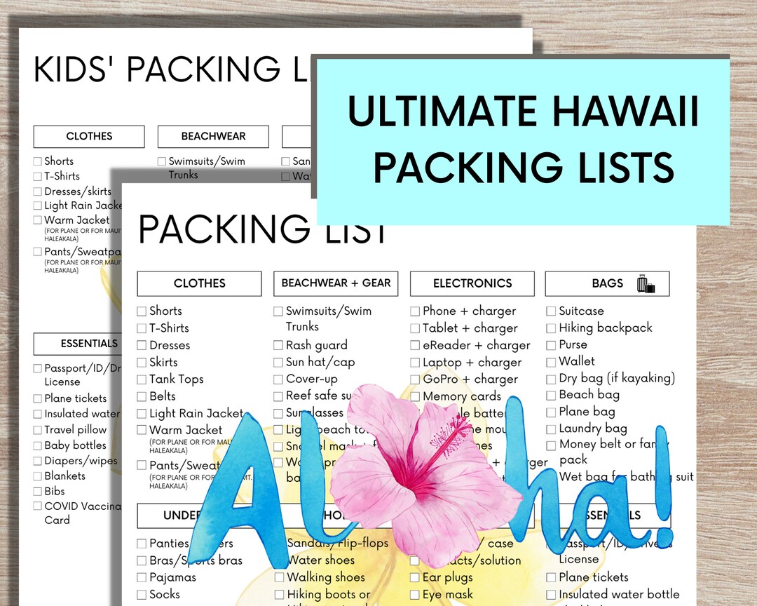 Hawaii Packing List Printable Packing List for Hawaii the - Etsy
