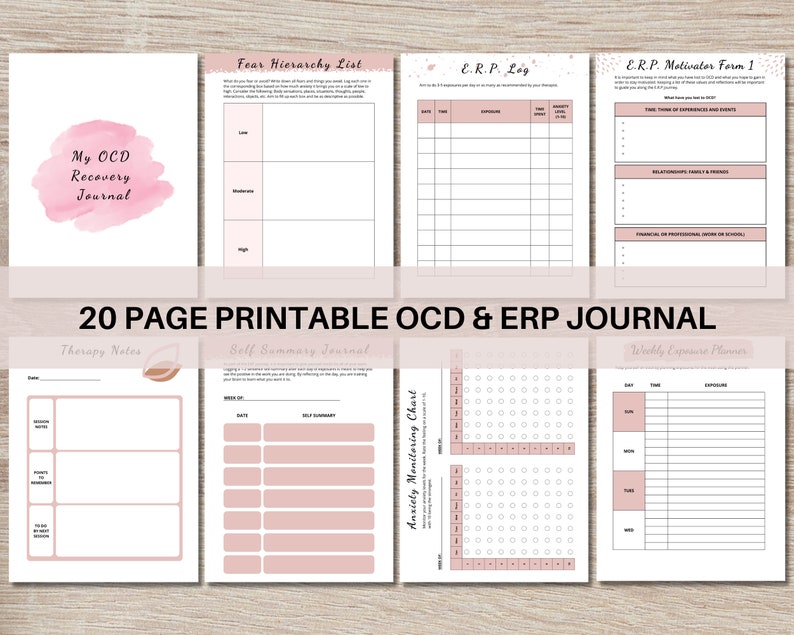 Printable OCD & ERP Journal | ERP Worksheets | Obsessive Compulsive ...