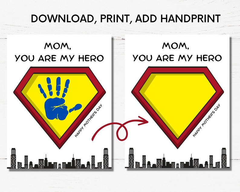 Mother's Day Handprint Art | You Are My Hero Mom Handprint | Mother's ...