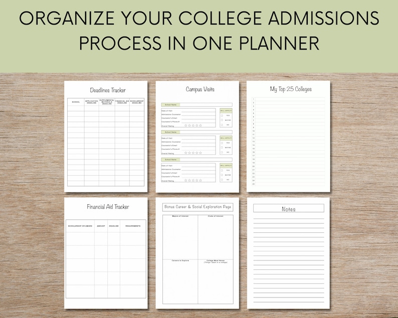 Printable College Admissions Application Planner | College Guide - Etsy