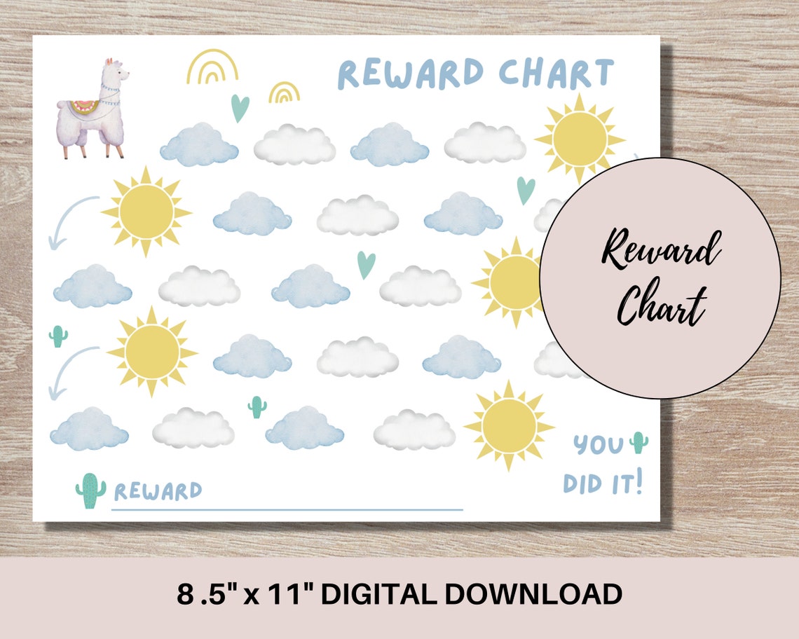 Printable Llama Reward Chart for Kids Llama Behavior Chart - Etsy