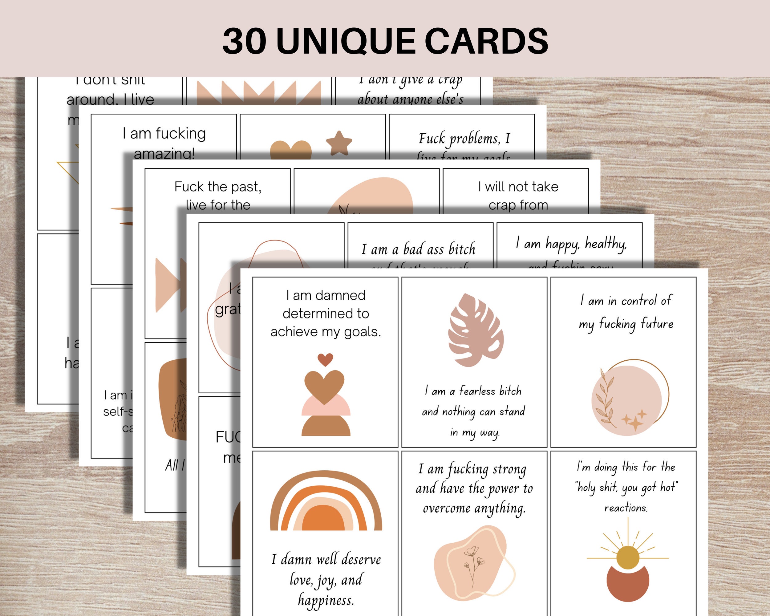 Printable Sweary Affirmation Cards, Swear Cards for Daily Affirmations ...