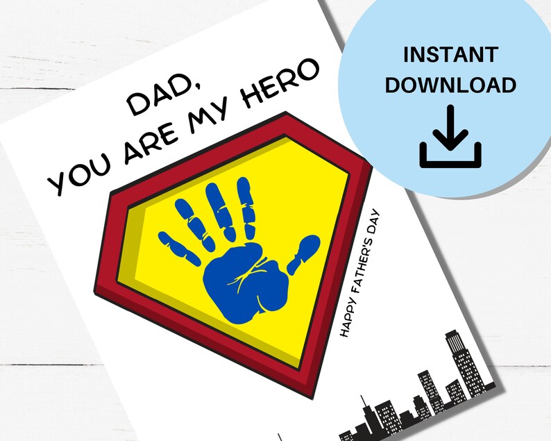 Father's Day Handprint Craft, Dad You Are My Hero Art Project for Kids ...