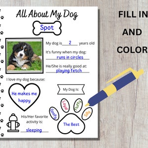 All About My Dog Fill in the Blank Printable, Dog Fill in the Blanks ...
