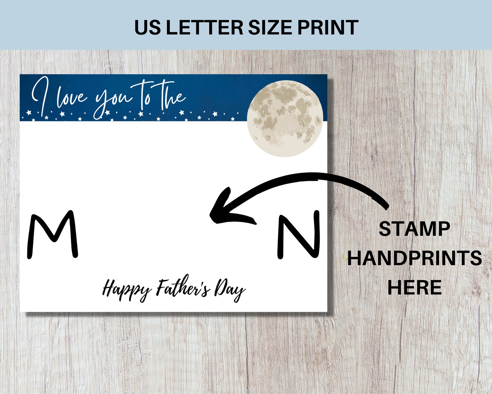 Father's Day Handprint Art Gift for Dad, I Love You to the Moon ...