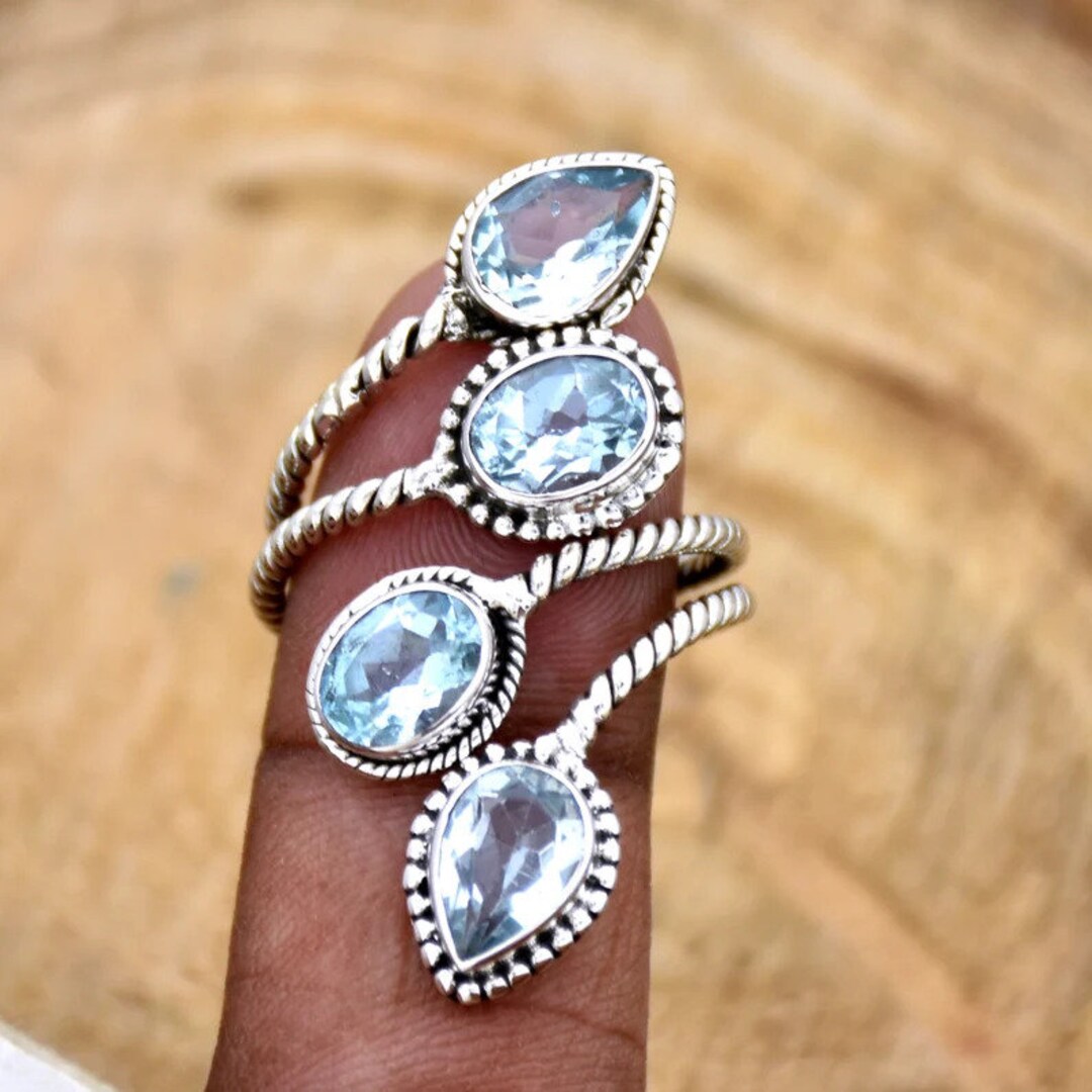 Natural Blue Topaz Ring-handmade Silver Ring-925 Sterling Silver Ring ...