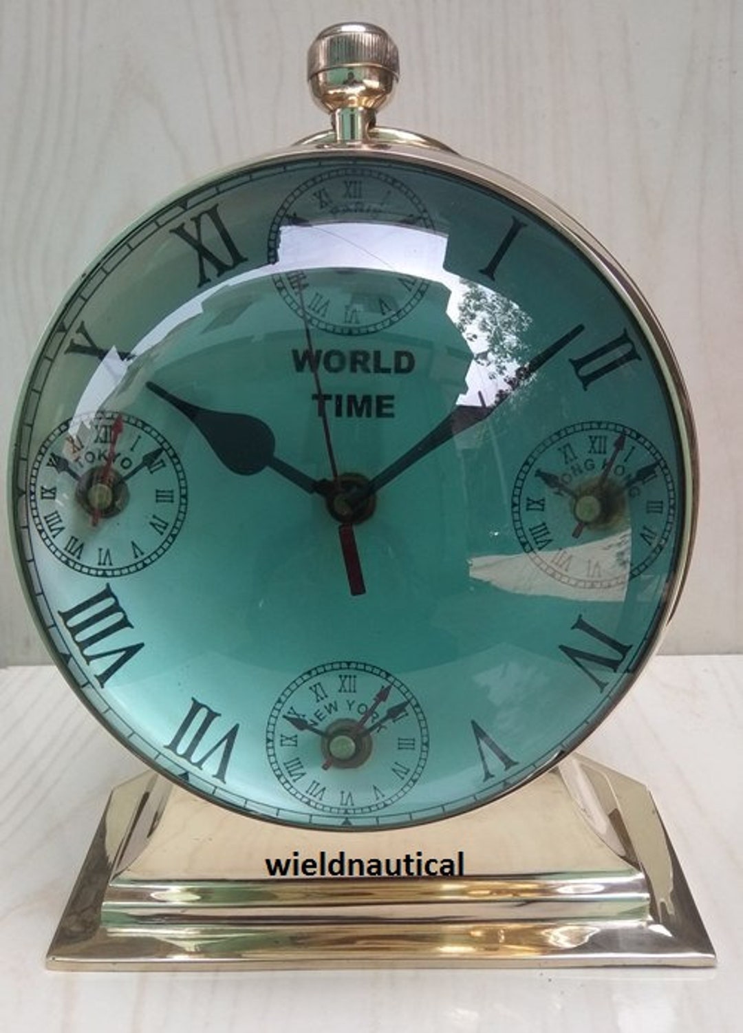 Handmade Brass World Time Desk Clock 8 Inch Nautical Decor Collectible ...