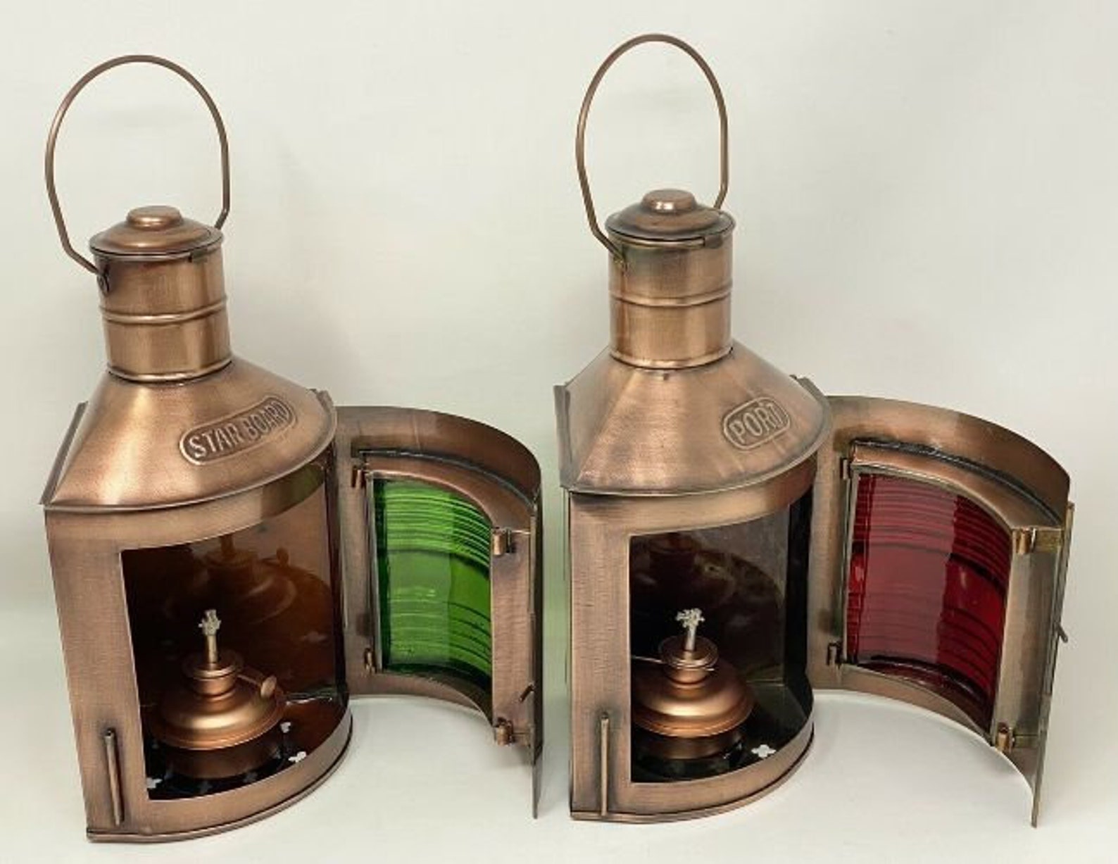Handmade Port and Star Board Nautical Maritime Oil Lanterns Brass ...