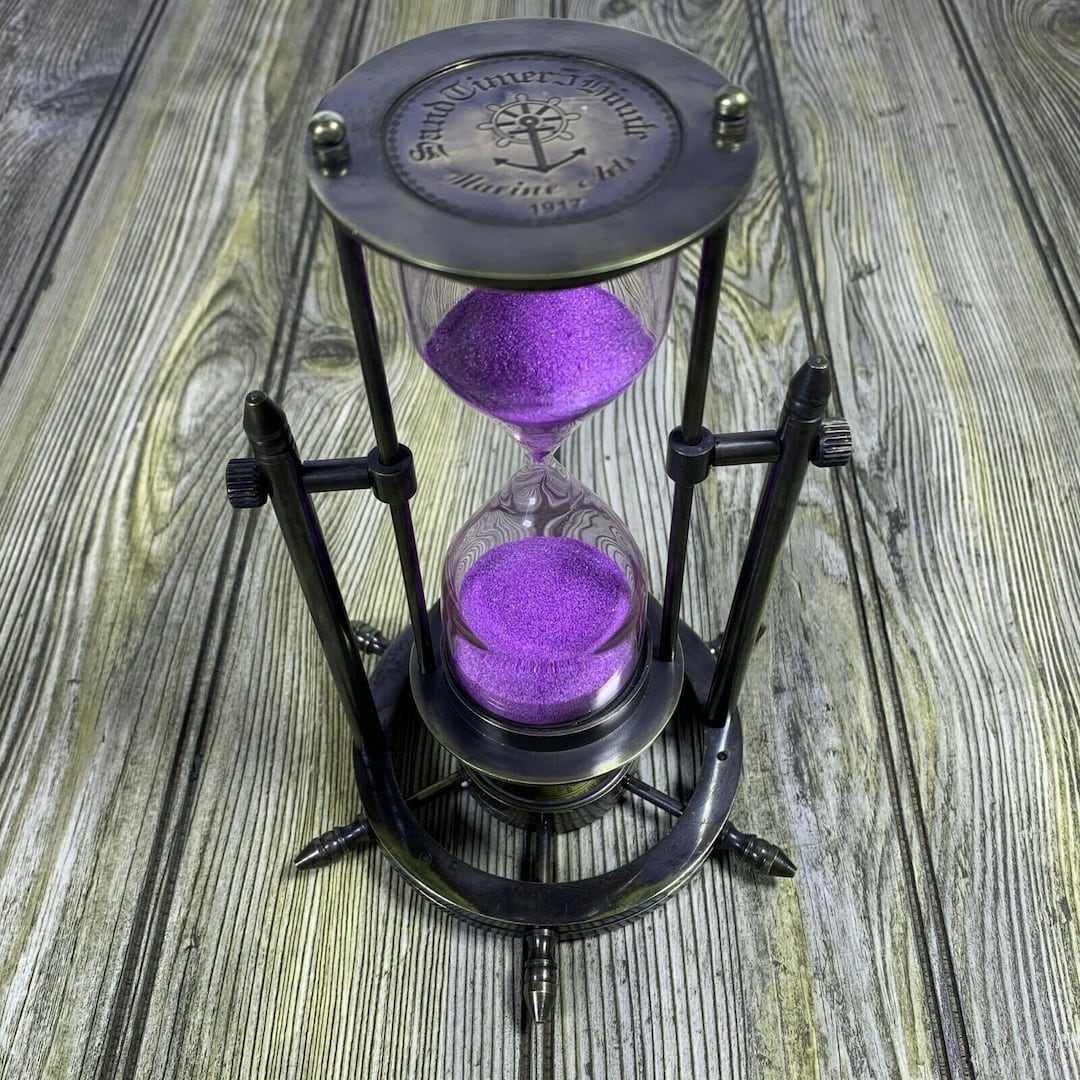 Solid Brass Wheel Sand Timer Compass Hour Glass Home Decor Office Decor ...