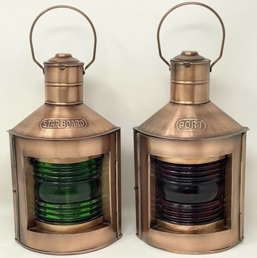 Handmade Port and Star Board Nautical Maritime Oil Lanterns Brass ...