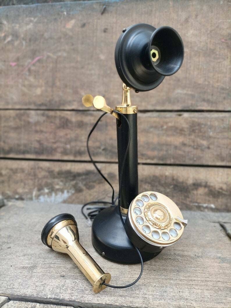 Handmade Style Handset Rotary Dial Phone Antique Landline Telephone ...