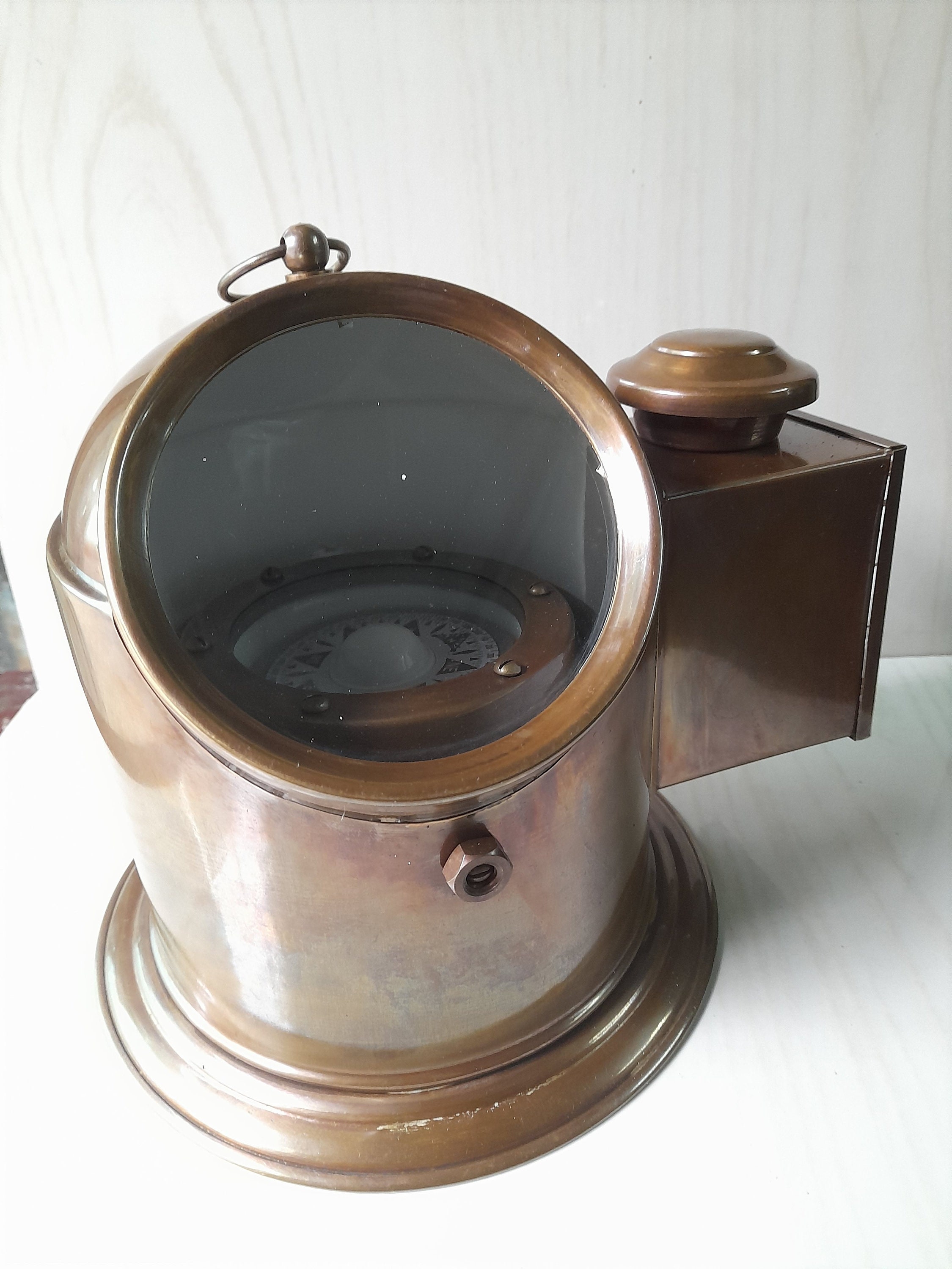 Handmade Brass Binnacle Gimble Compass With Oil Lamp Ship - Etsy