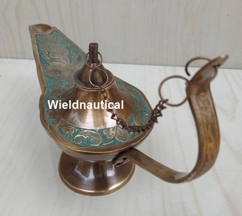 Handmade Aladdin Genie Oil Lamp Aladdin Chirag Incense Burner Gift Home ...