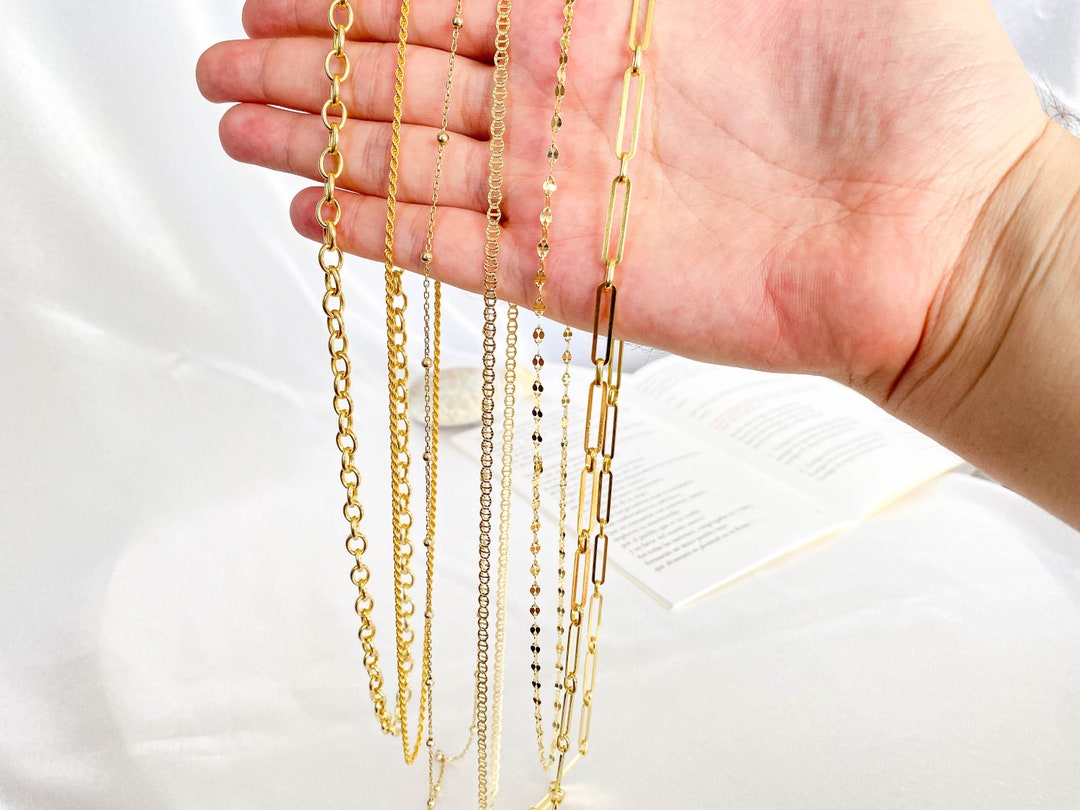 14K Gold Chain Necklace, 925 Sterling Silver Chain Necklace, Twist ...