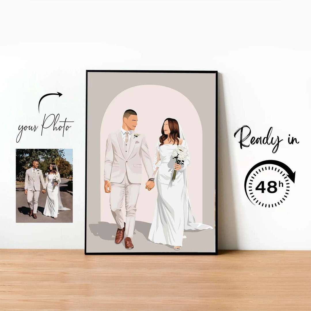 Minimal Faceless Portrait Cartoon Personalised Portrait Valentines Day ...