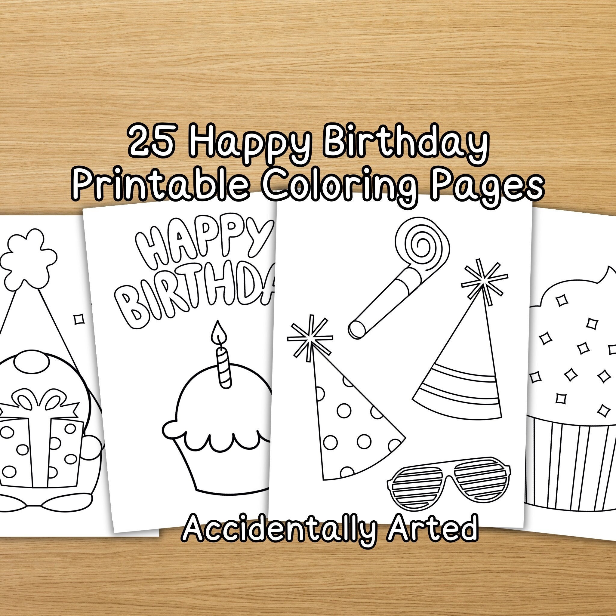 25 Happy Birthday Printable Coloring Pages - Etsy Portugal