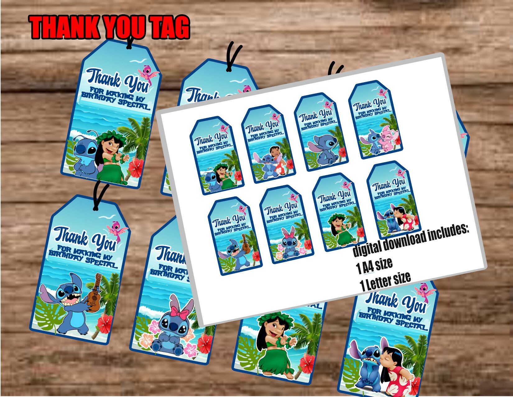 Lilo and Stitch Thank You Tag, Lilo and Stitch Birthday, Lilo and ...